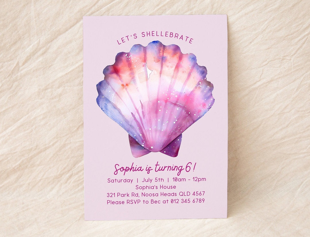 Let's Shellebrate Invitation | Instant Digital Download | Shell ...