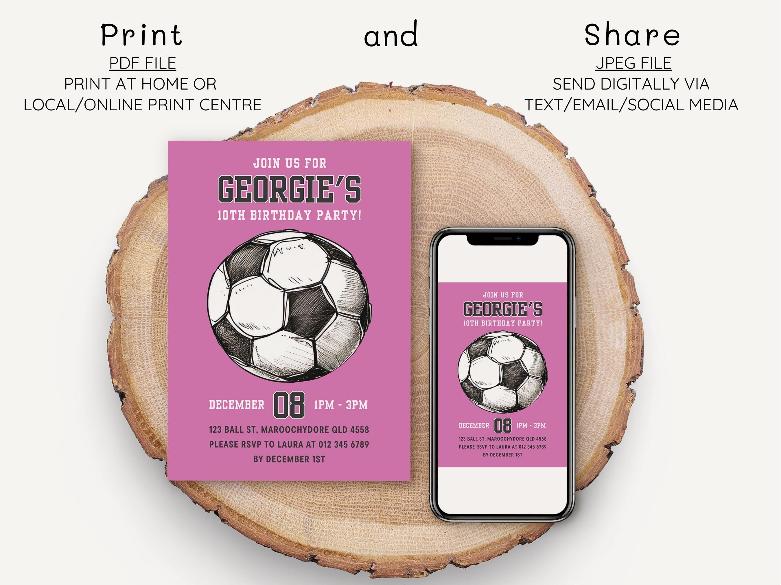 Editable Soccer Ball Birthday Party Invite | Sports | Instant Digital ...