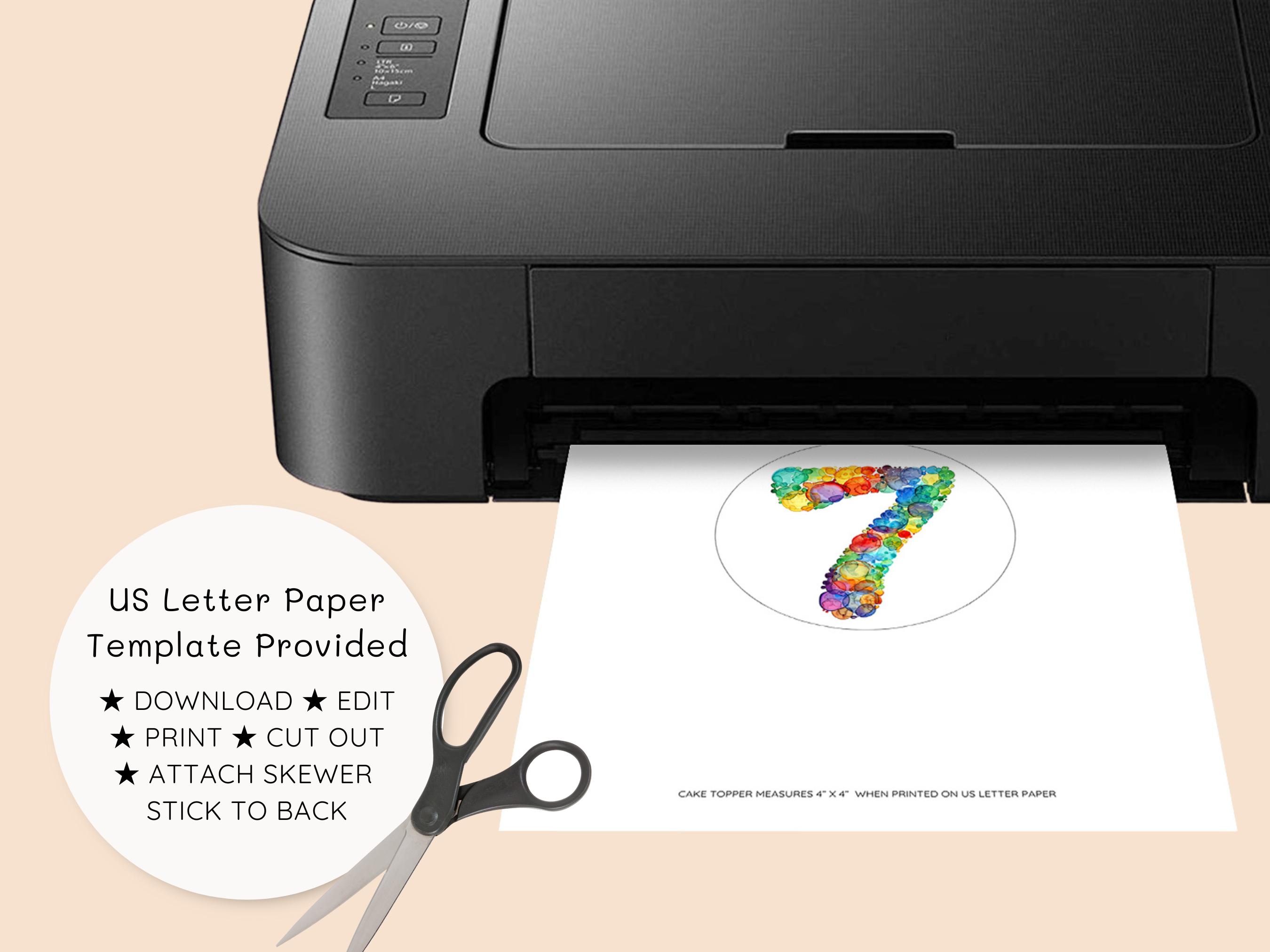 Printable Number Seven Cake Topper Template | Instant Digital Download ...