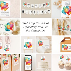 Balloons Party Favour Bag Label | Instant Digital Download | Children's ...