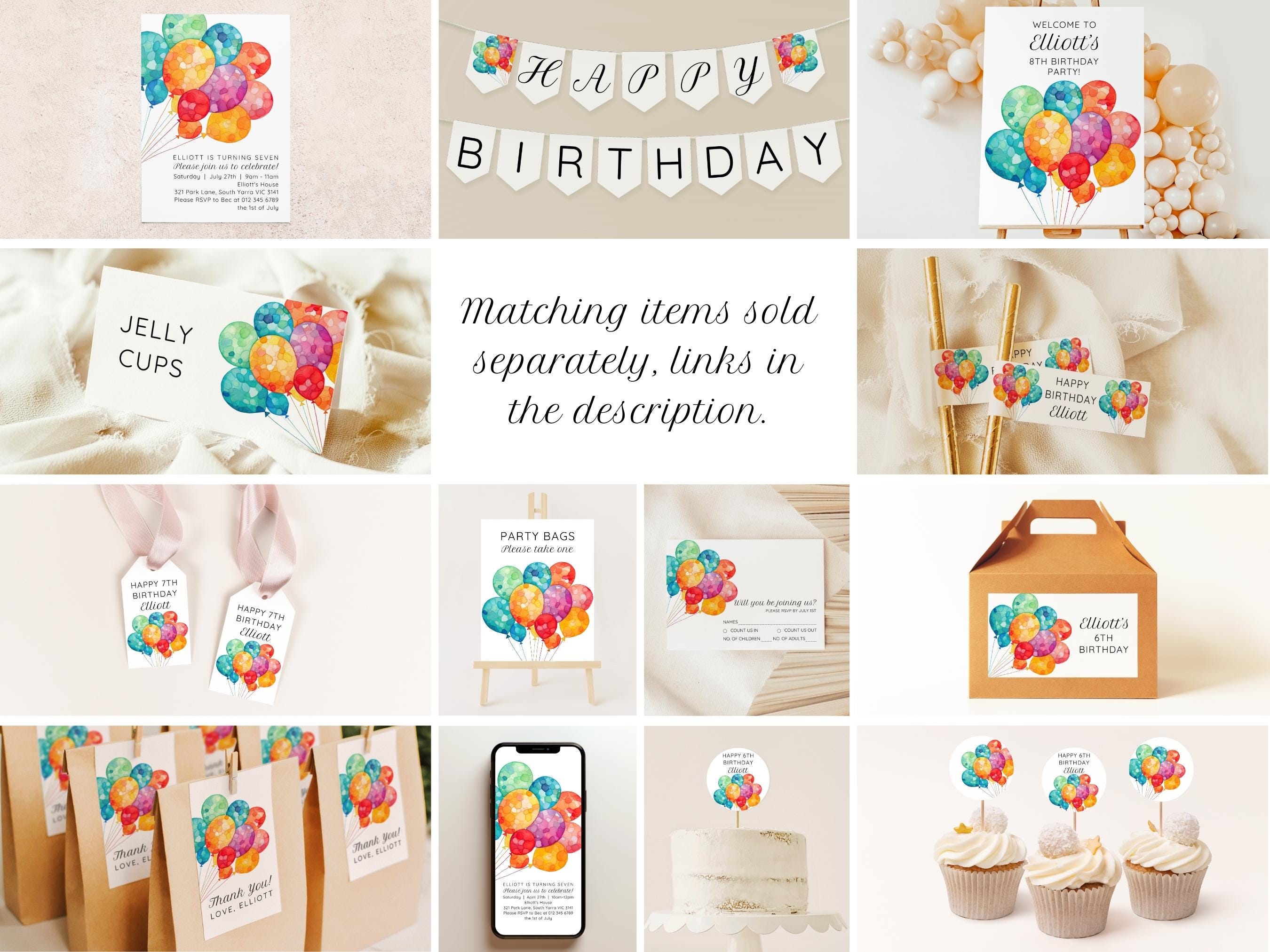 Balloons Party Favour Bag Label | Instant Digital Download | Children's ...