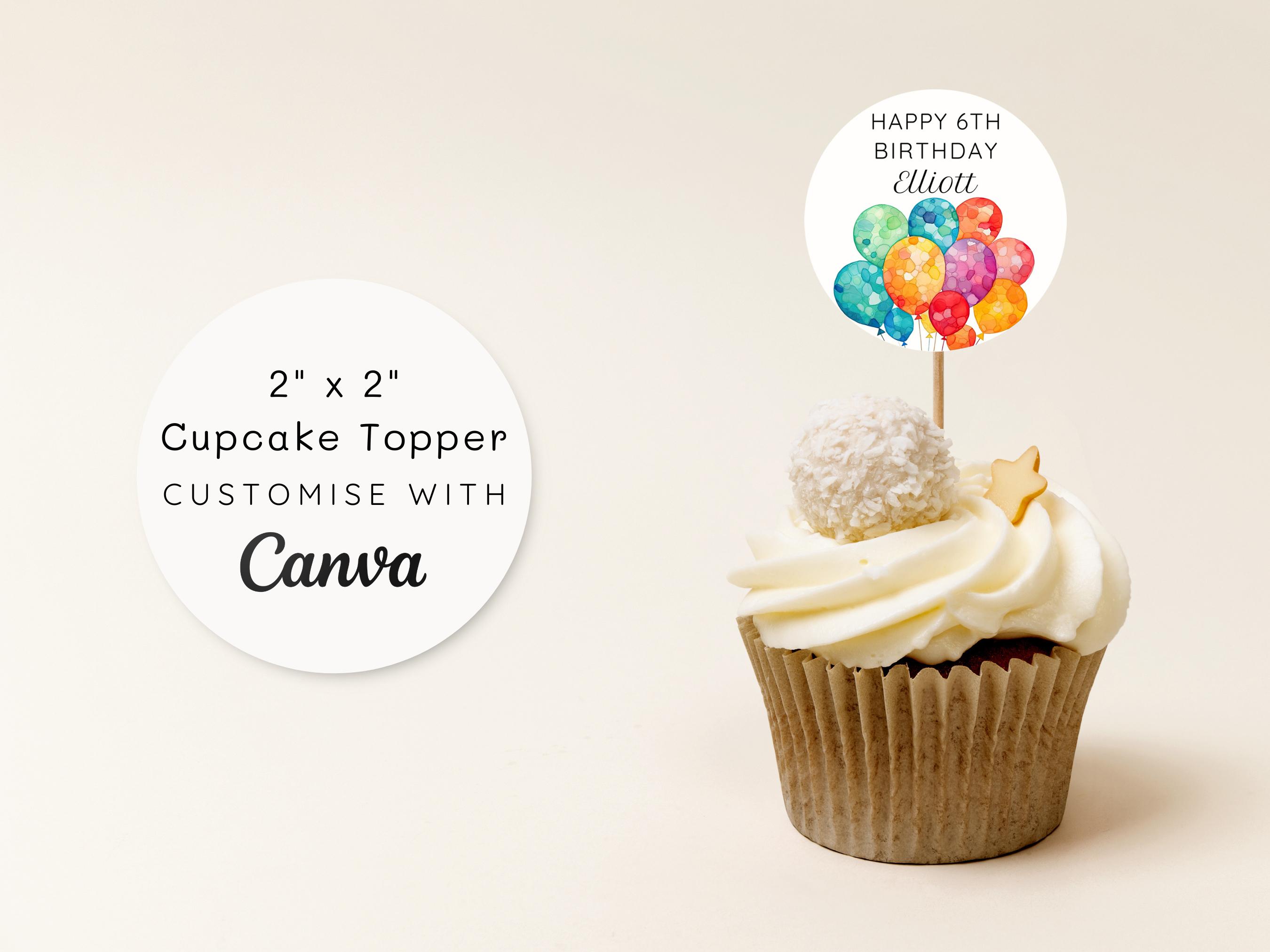 Editable Balloons Cupcake Toppers | Instant Digital Download ...