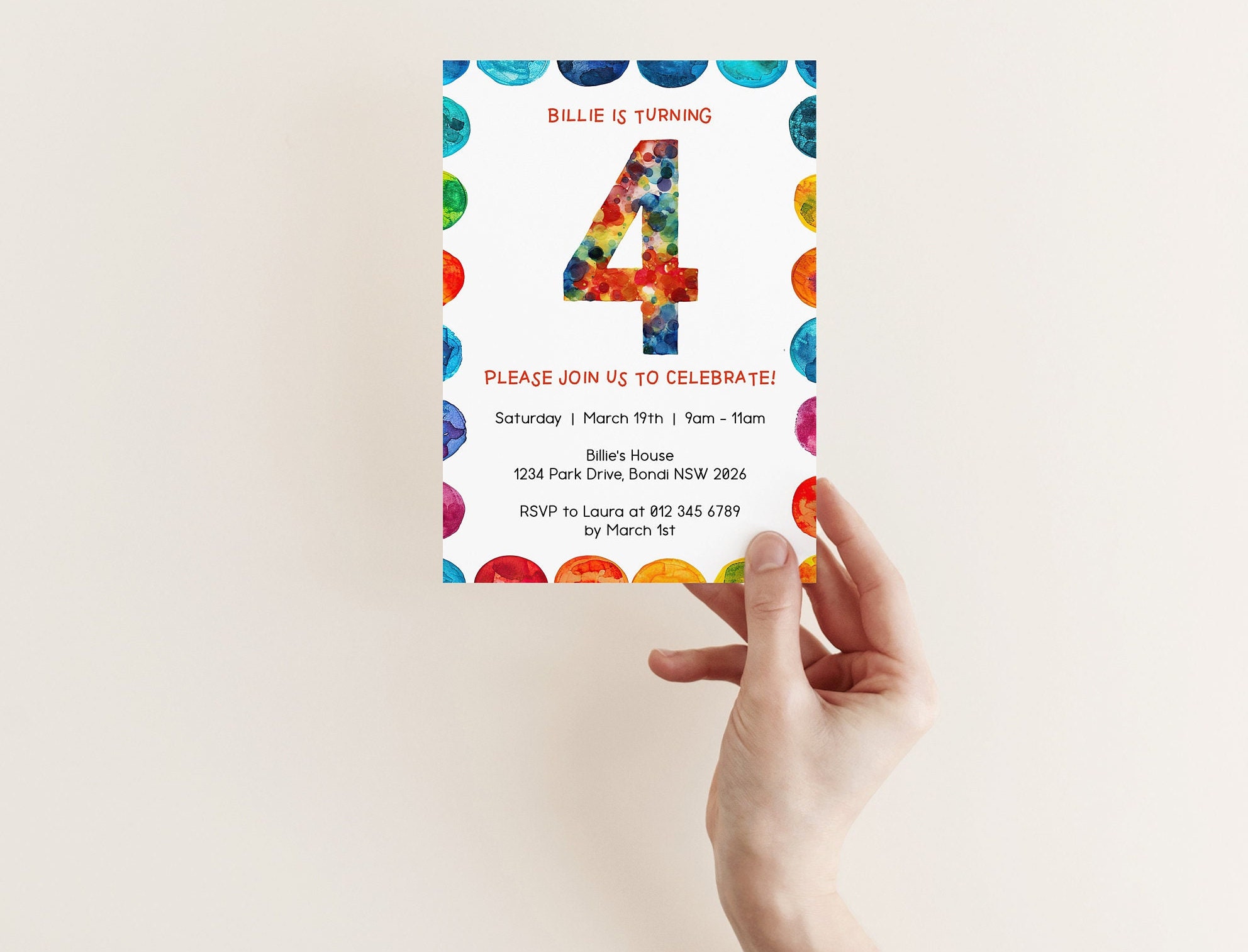 Fourth Birthday Invitation Instant Digital Download Editable Number ...
