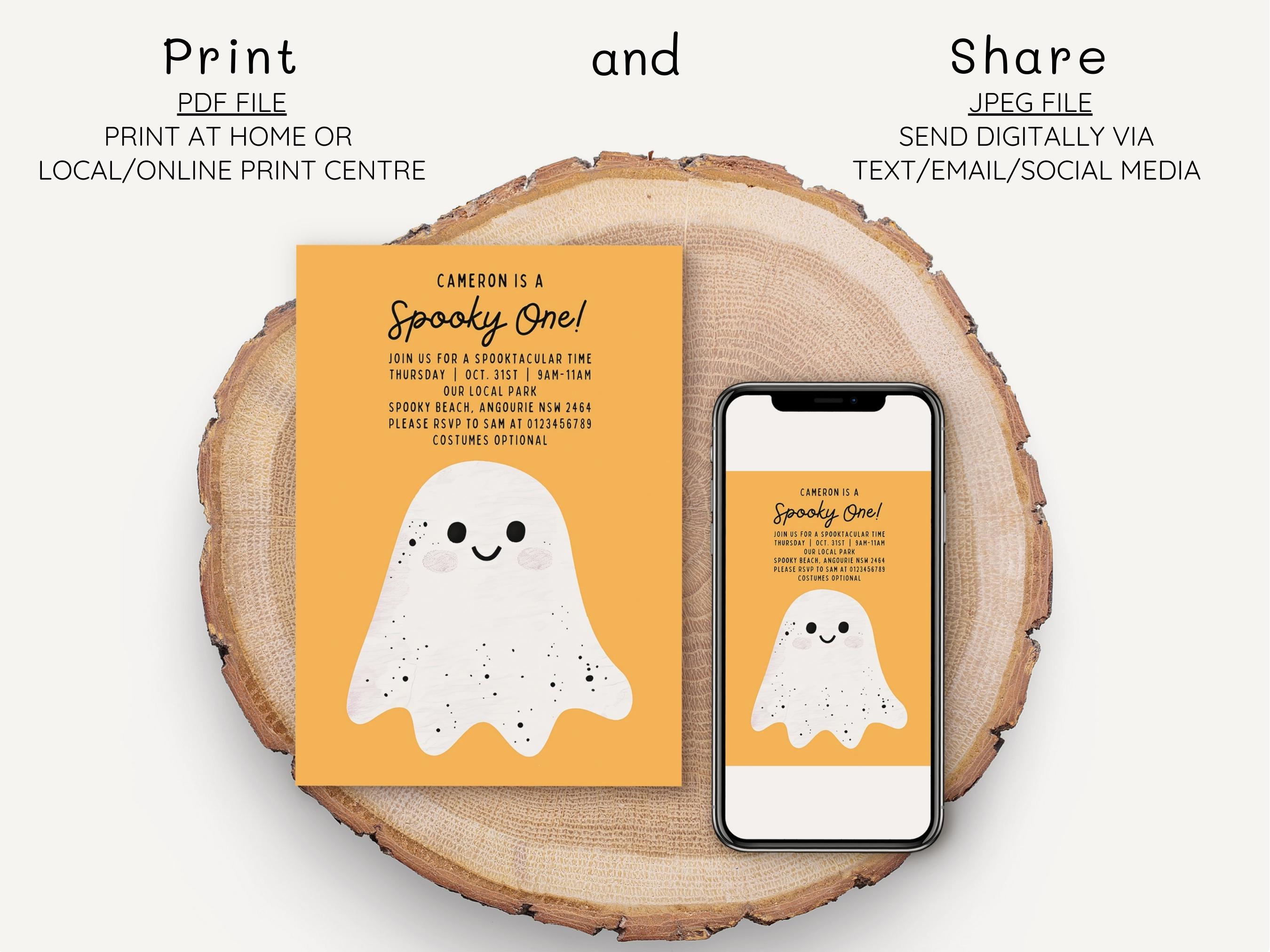 Spooky One Invitation | Ghost | Instant Digital Download | Baby 1st ...