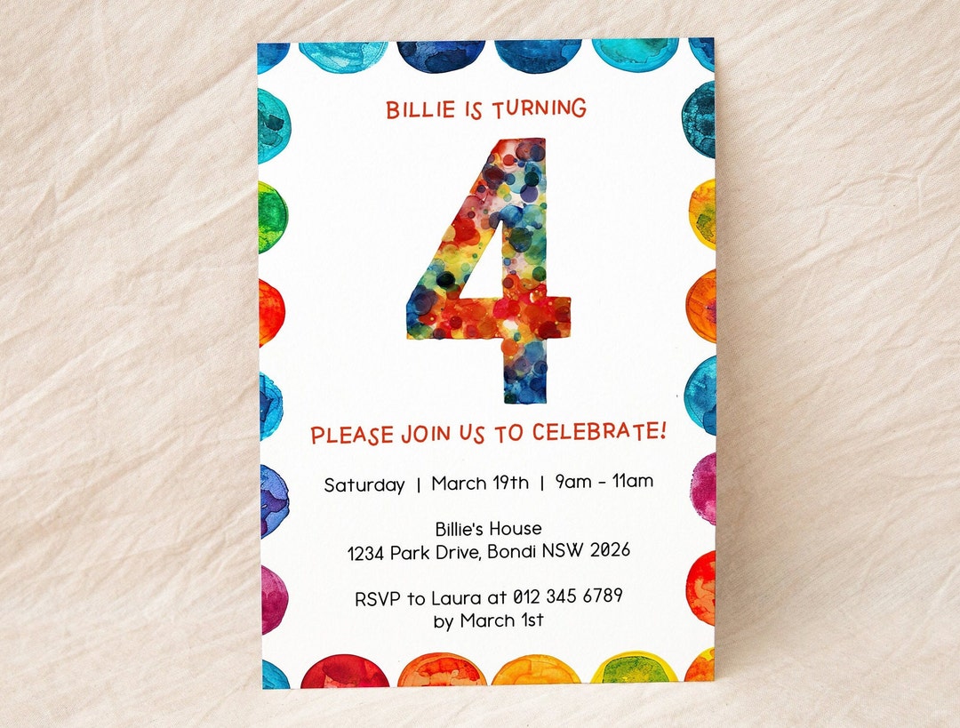 Fourth Birthday Invitation | Instant Digital Download | Editable ...