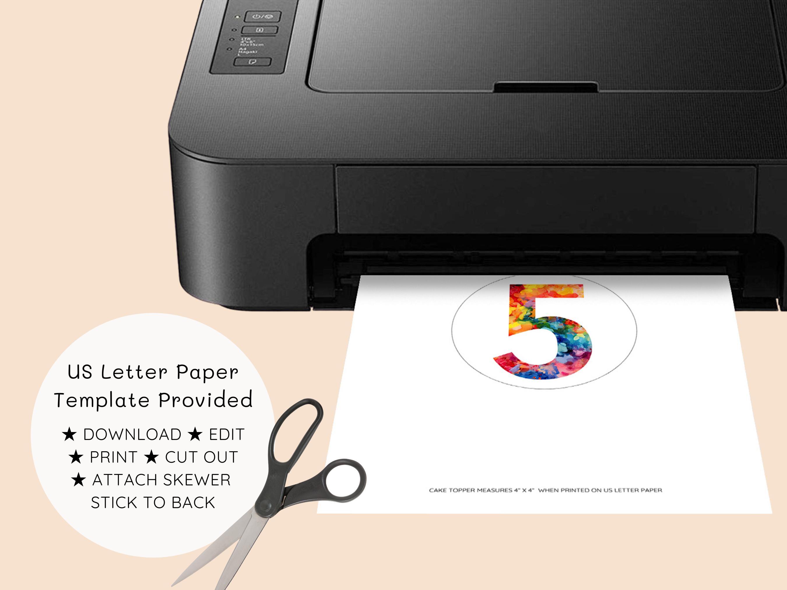 Printable Number Five Cake Topper Template | Instant Digital Download ...