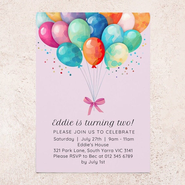 Balloon Invitation - Etsy