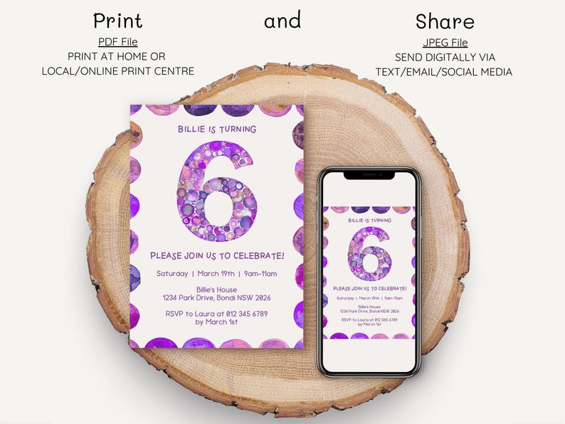 Editable 6th Birthday Invitation | Instant Digital Download | Pink ...