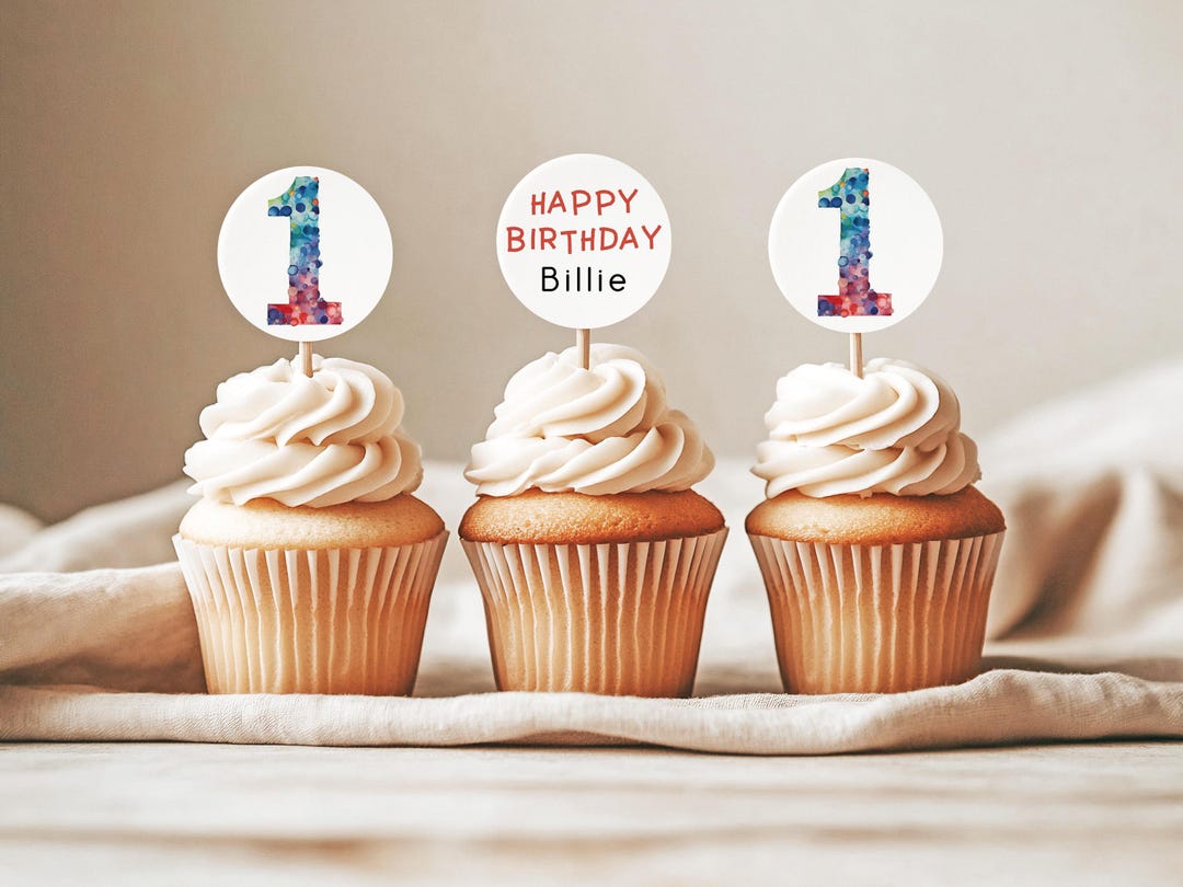 Editable Number 1 Cupcake Topper | Instant Digital Download | Childrens ...