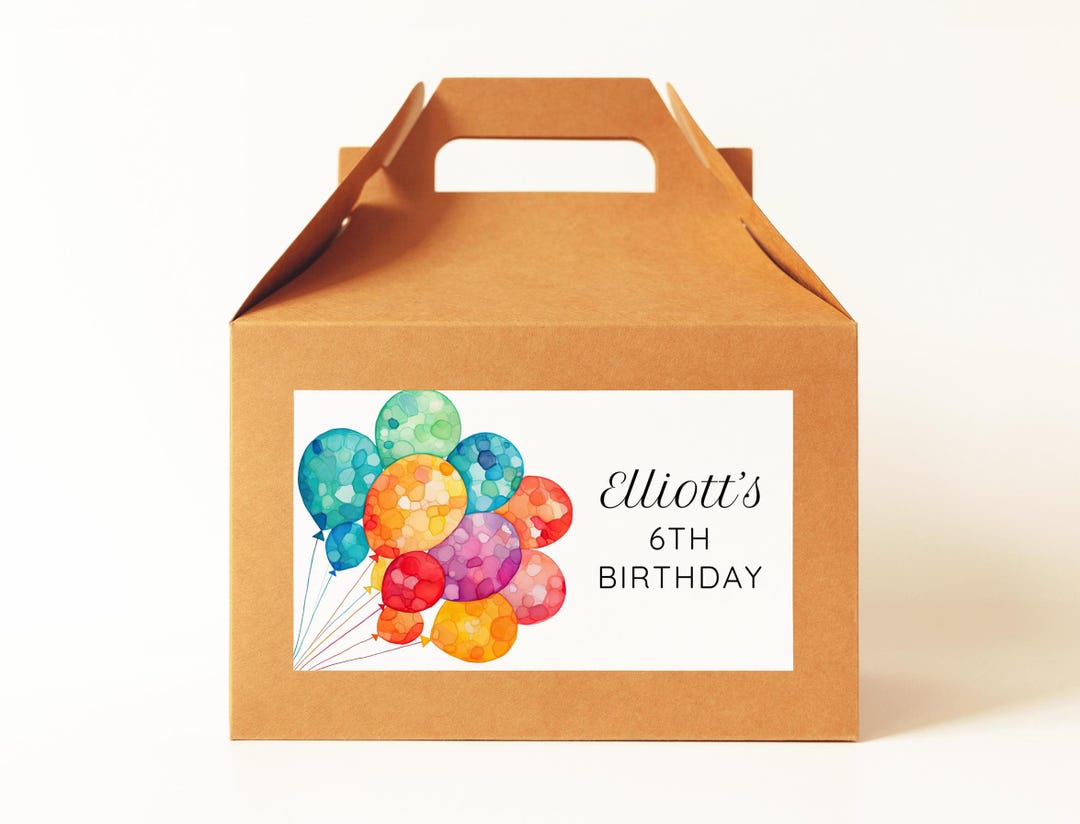 Editable Balloons Gable Box Label | Instant Digital Download | Children ...