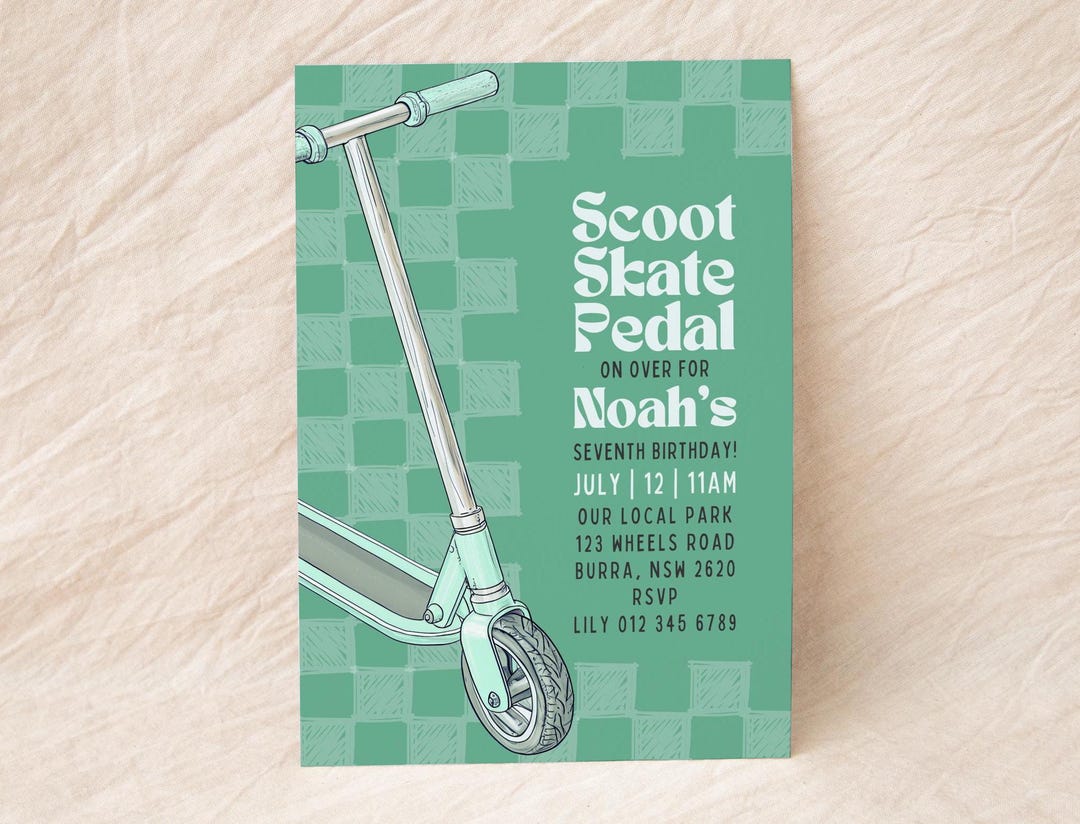 Editable Scooter Invitation | Kids Birthday | Instant Digital Download ...