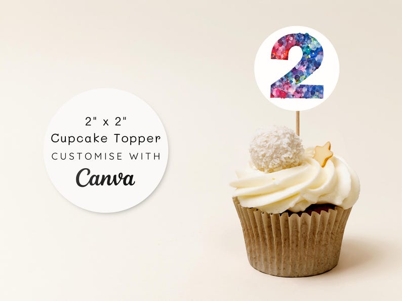 Editable Number 2 Cupcake Topper | Instant Digital Download | Children ...