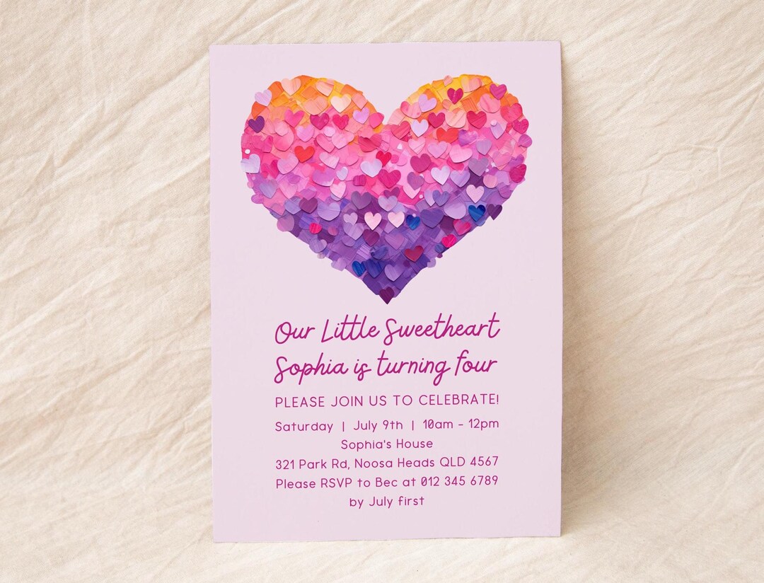Editable Little Sweetheart Invitation | Girls Birthday Party | Instant ...
