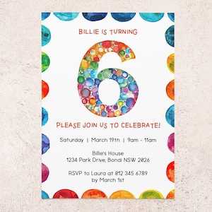 Sixth Birthday Invitation Instant Digital Download Editable Template ...