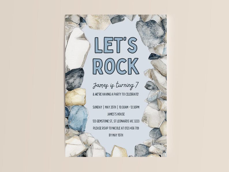 Editable Let's Rock Invitation | Birthday Party | Instant Digital ...