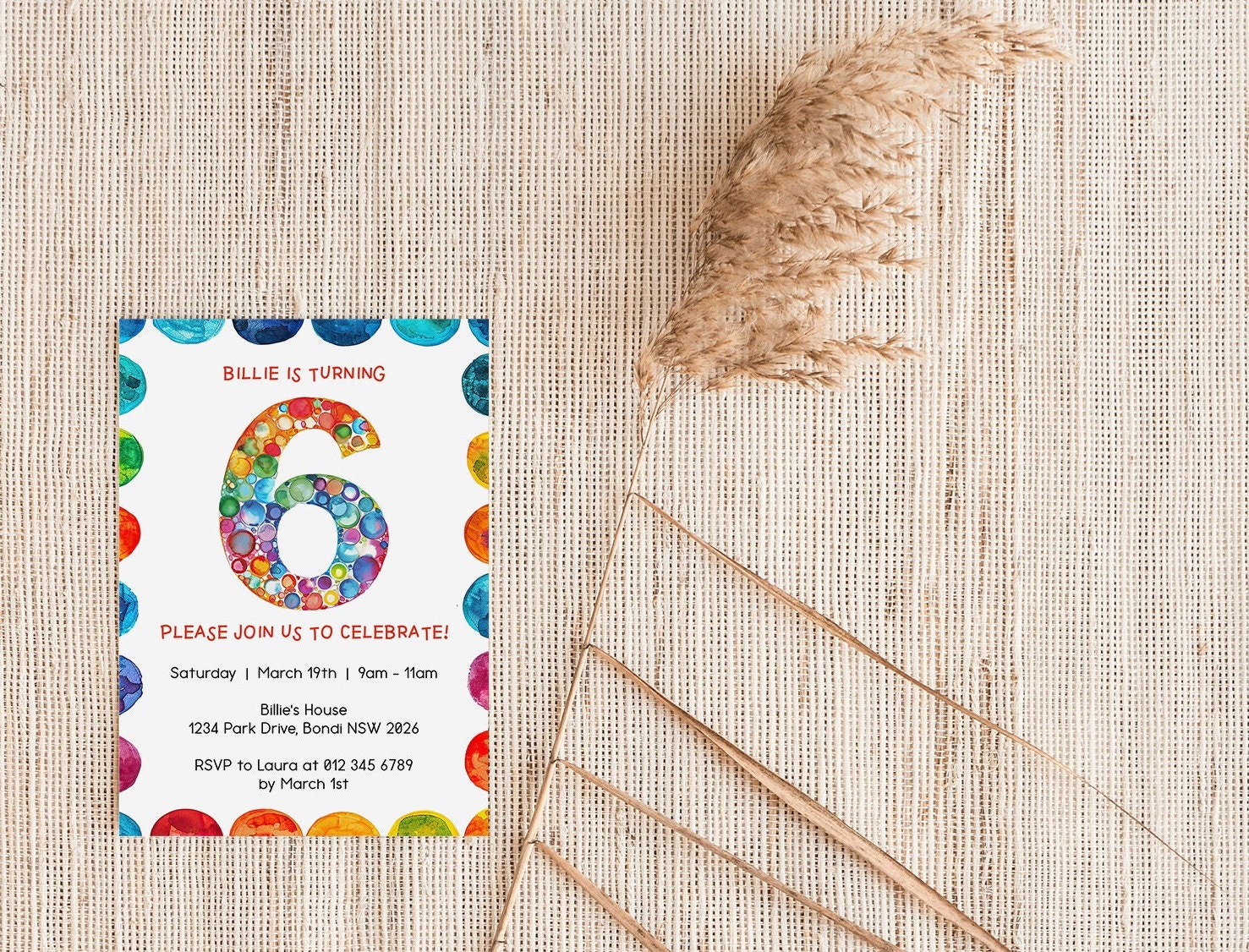 Sixth Birthday Invitation Instant Digital Download Editable Template ...