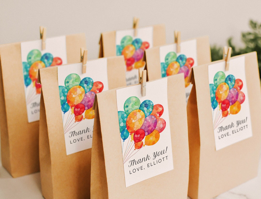 Balloons Party Favour Bag Label | Instant Digital Download | Children's ...