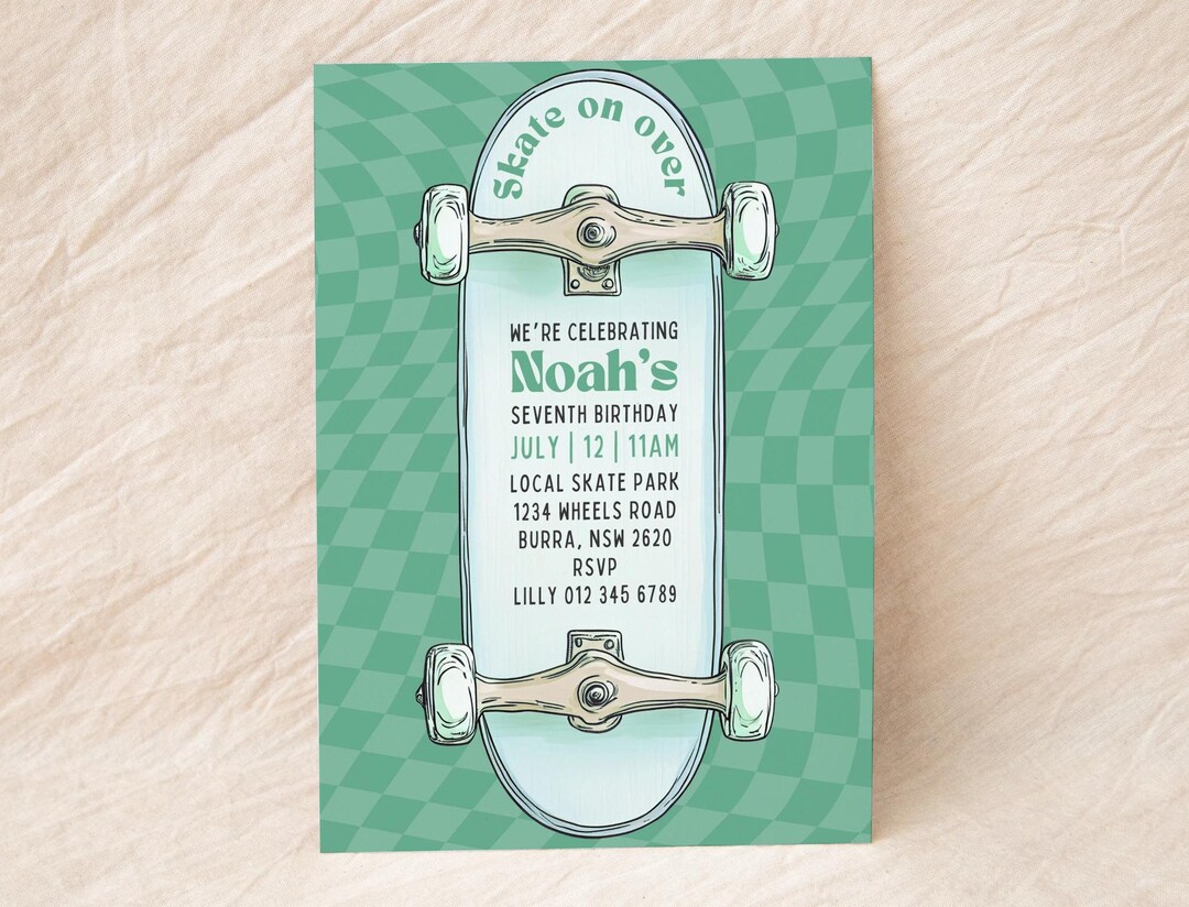 Editable Skateboard Invitation | Kids Birthday | Instant Digital ...