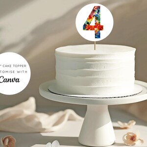 Printable Number Four Cake Topper Template | Instant Digital Download ...