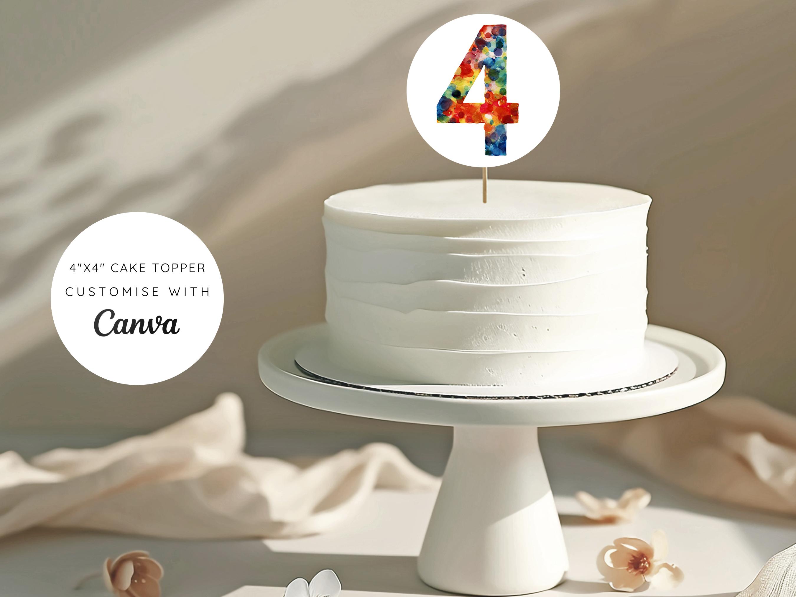 Printable Number Four Cake Topper Template | Instant Digital Download ...