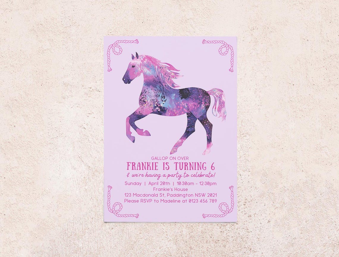 Editable Horse Invitation | Pony Birthday Party | Instant Digital ...