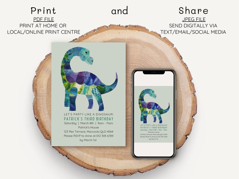Diplodocus Invite | Instant Digital Download | Kids Birthday Event ...