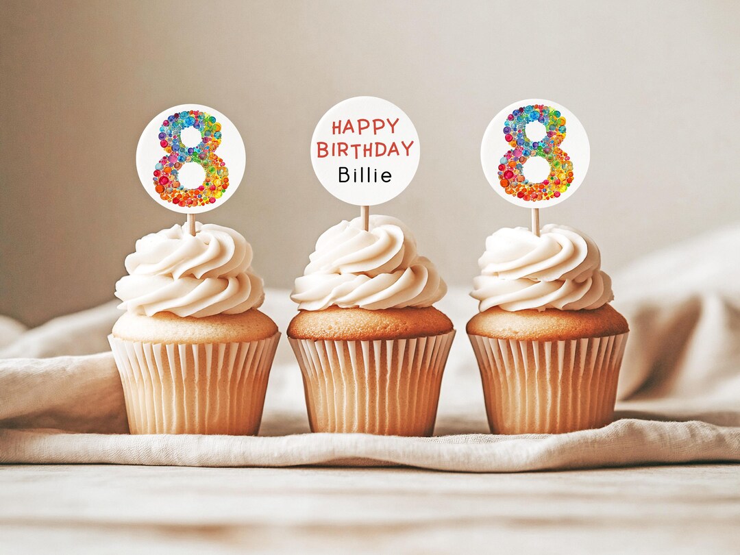 Editable Number 8 Cupcake Topper | Instant Digital Download | Children ...
