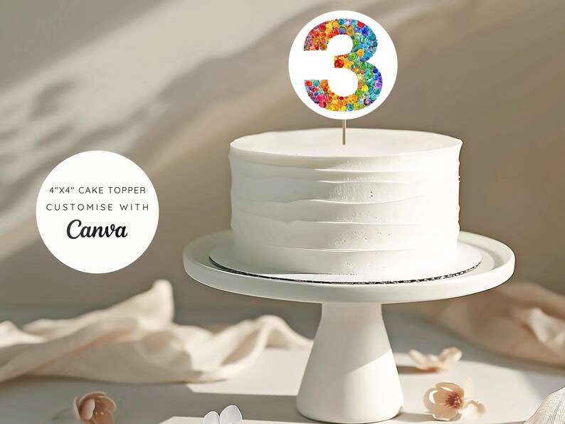 Printable Number Three Cake Topper Template | Instant Digital Download ...