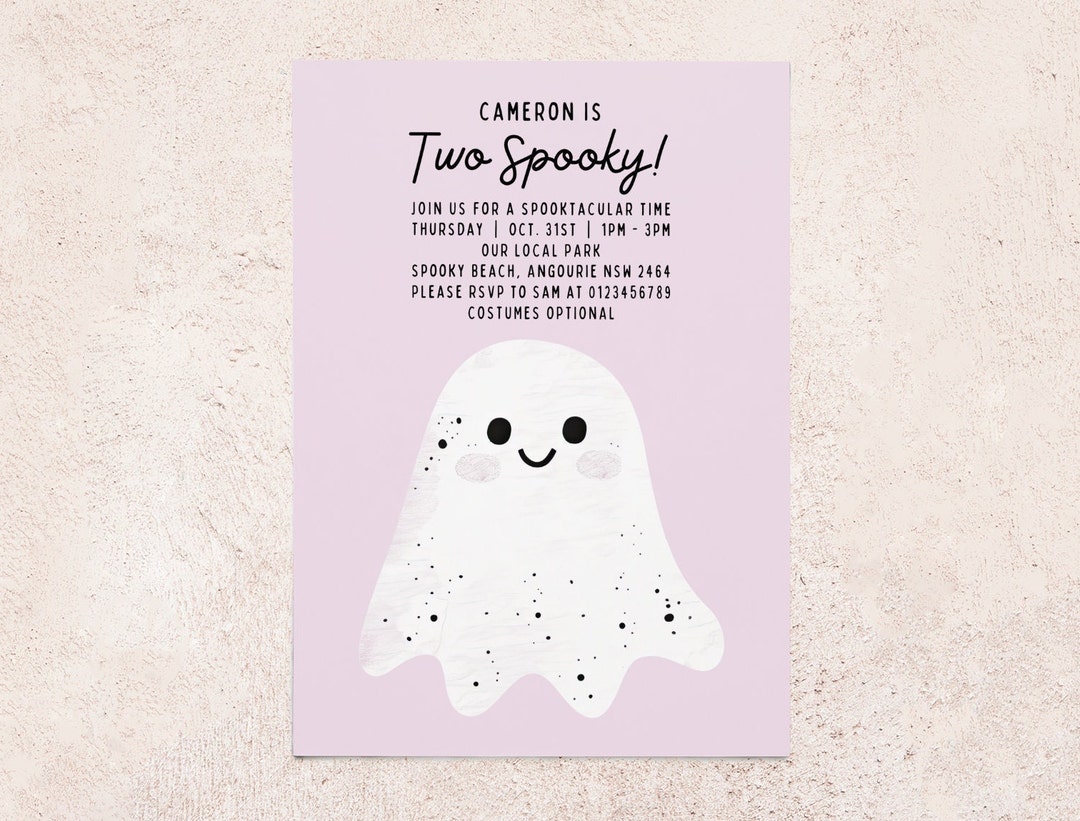 Two Spooky Invitation | Ghost | Instant Digital Download | Kids 2nd ...