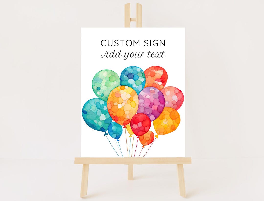 Editable Balloons Table Sign | Instant Digital Download | Children's ...