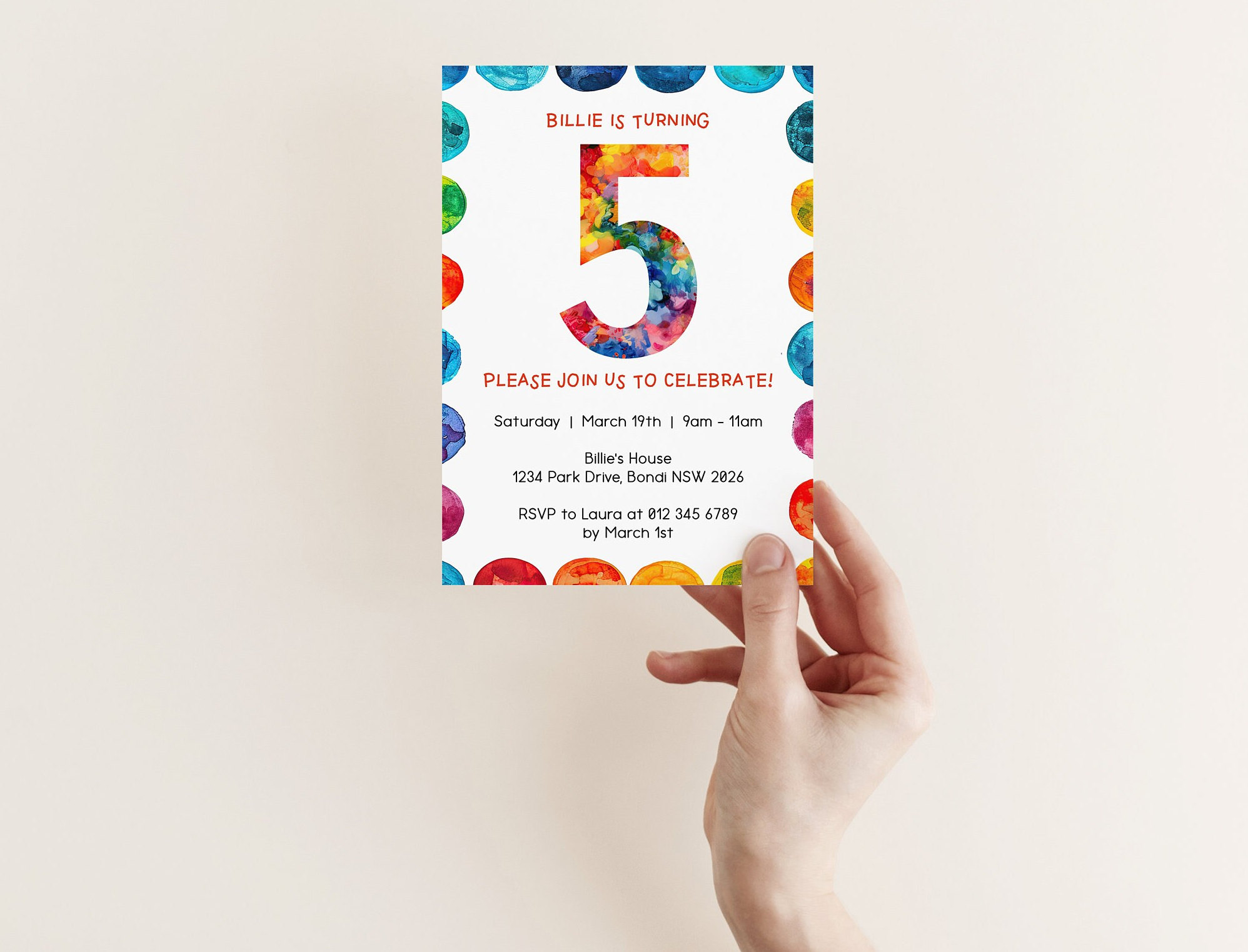 EDITABLE Fifth Birthday Invitation | Instant Digital Download | Number ...