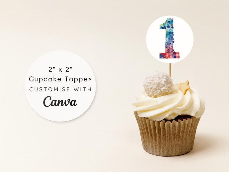 Editable Number 1 Cupcake Topper | Instant Digital Download | Childrens ...