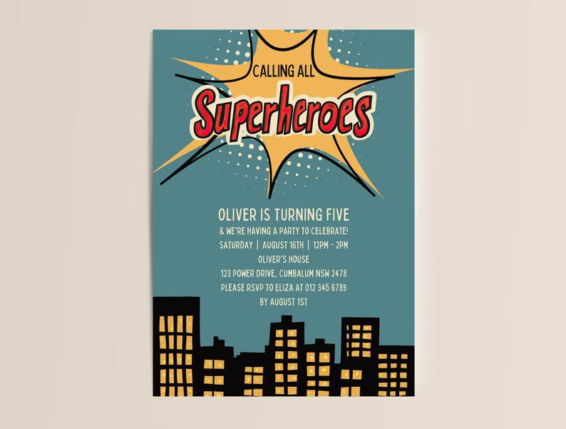 Editable Superhero Birthday Invitation Calling All Superheroes Instant ...