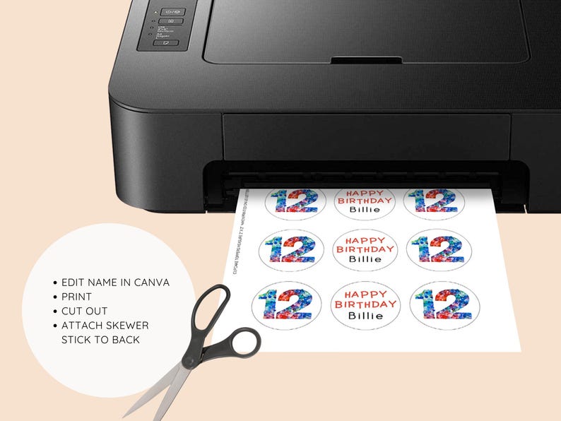 Editable Number 12 Cupcake Topper | Digital | Printable | Children's ...