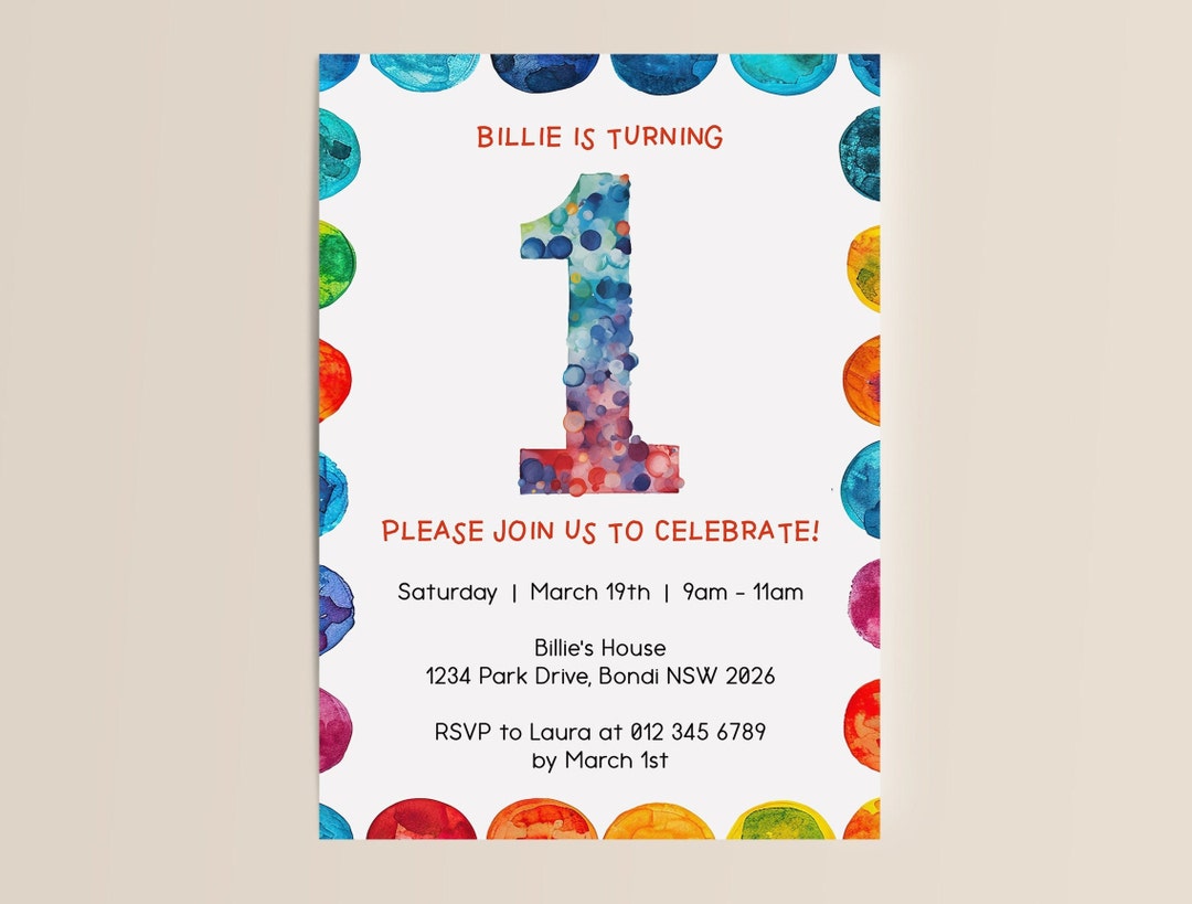 EDITABLE First Birthday Invitation | Instant Digital Download 1 ...