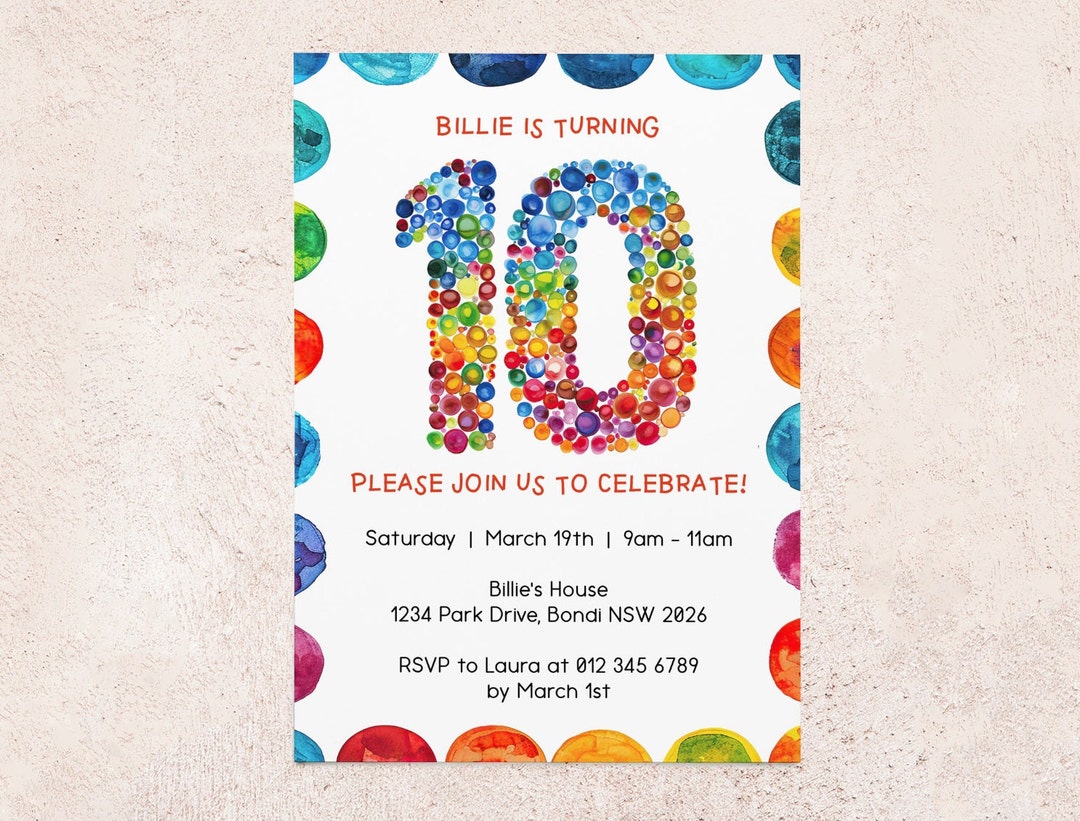 Tenth Birthday Invitation | Instant Digital Download | Editable ...