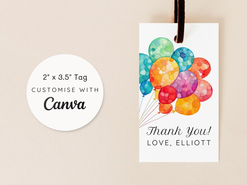 Balloons Party Favour Bag Label | Instant Digital Download | Children's ...