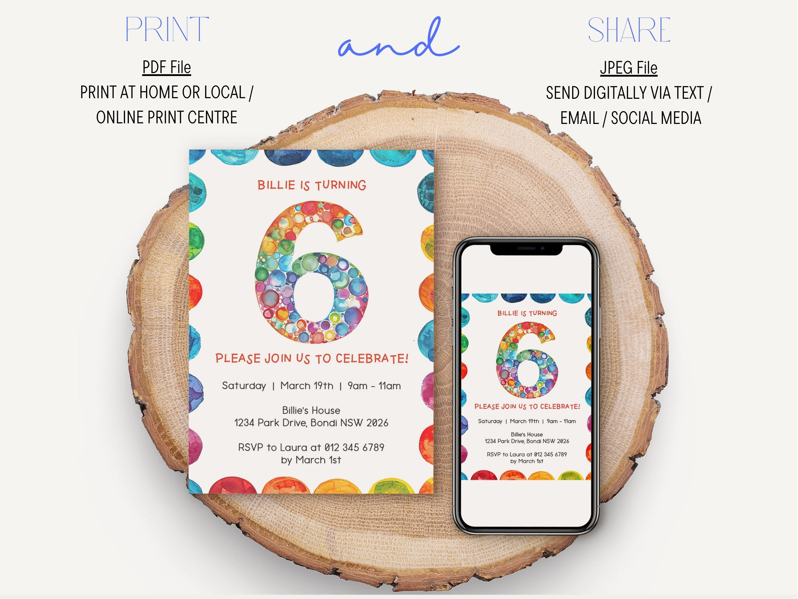 Sixth Birthday Invitation Instant Digital Download Editable Template ...