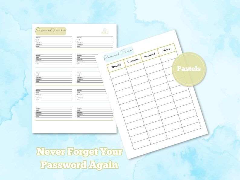 Printable Password Tracker Ultimate Bundle Pack Password Organizer ...