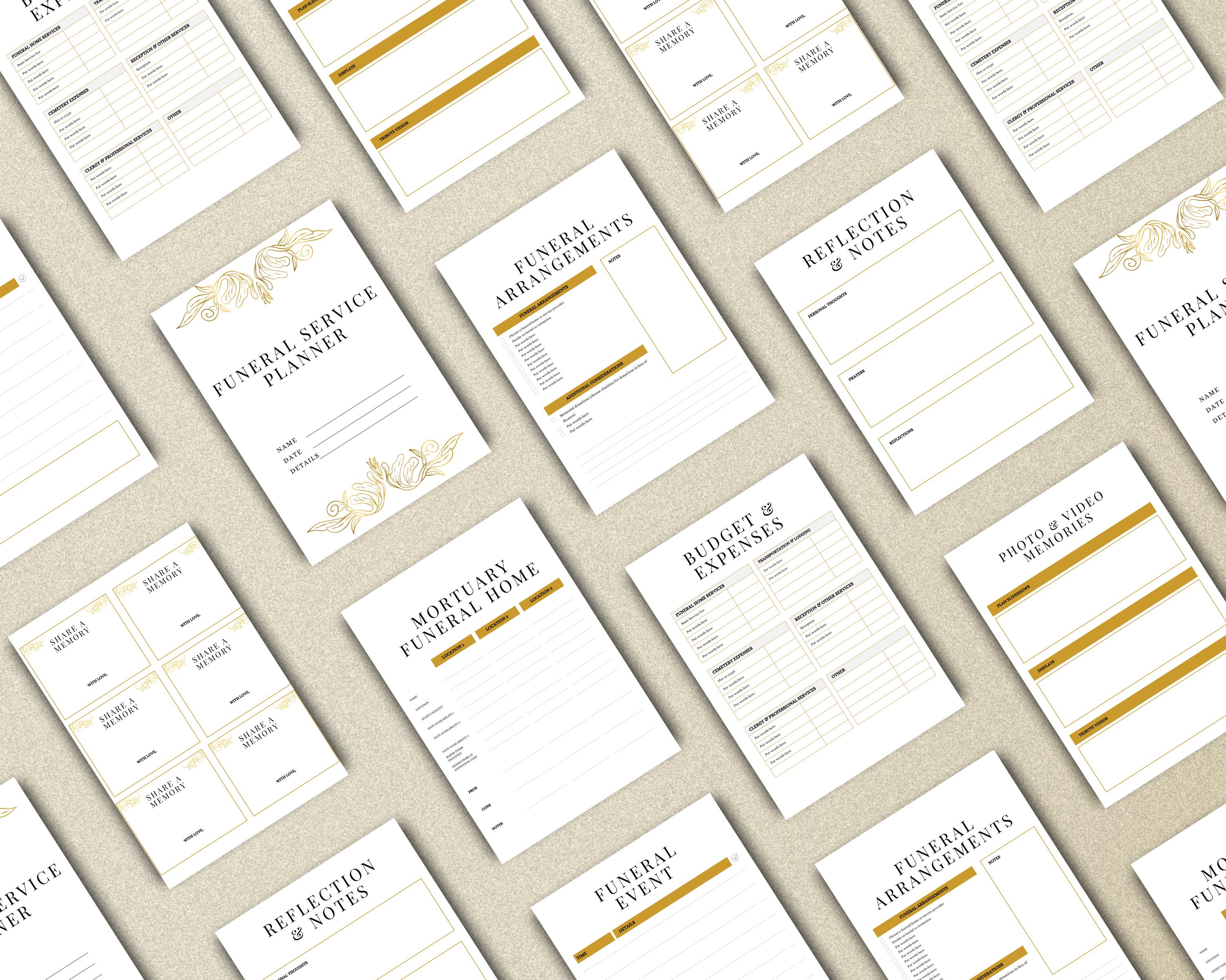 Funeral Service Planner Printable Digital Download Celebration of Life ...