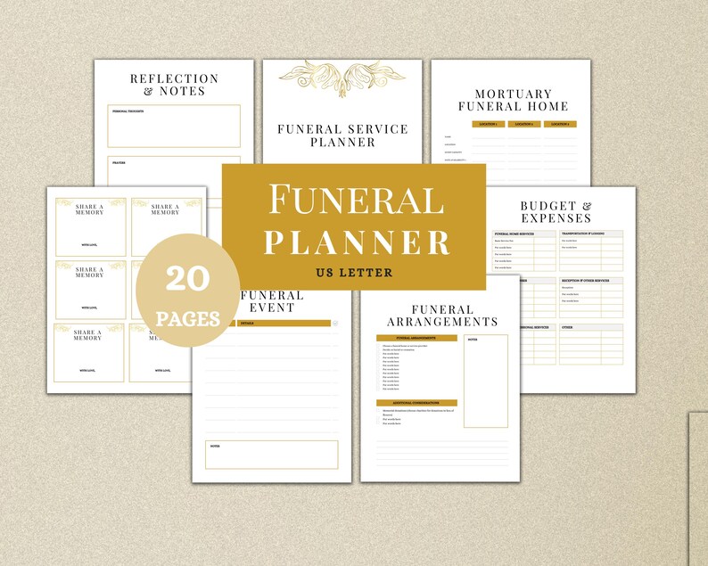 Funeral Service Planner Printable Digital Download Celebration of Life ...