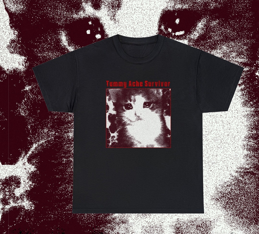 Cat Tummy Ache Survivor Shirt, Funny Meme Cute Cat Tshirt Joke - Etsy
