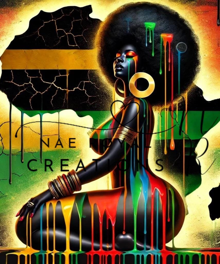 Afrocentric Artwork Bundle: Vibrant Black Woman Painting With African ...
