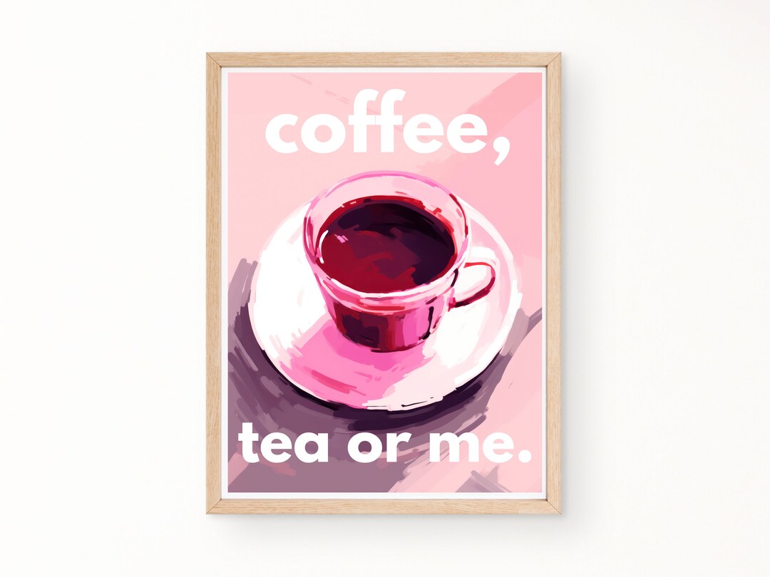Vintage Abstract Modern Coffee Wall Art Digital Print Pinks and White ...