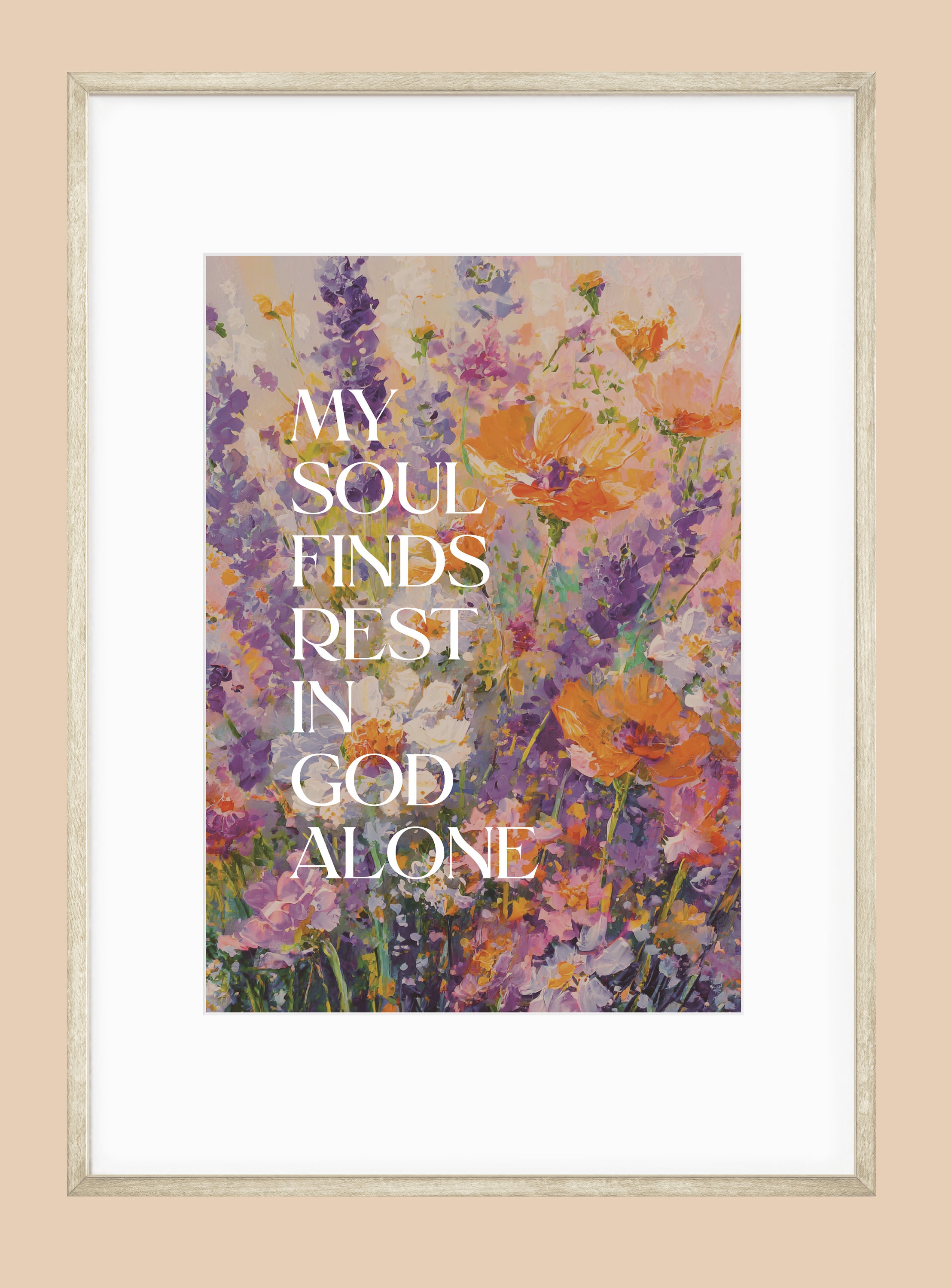 Rest in the Lord Encouraging Digital Print, Wildflower Art Painting ...
