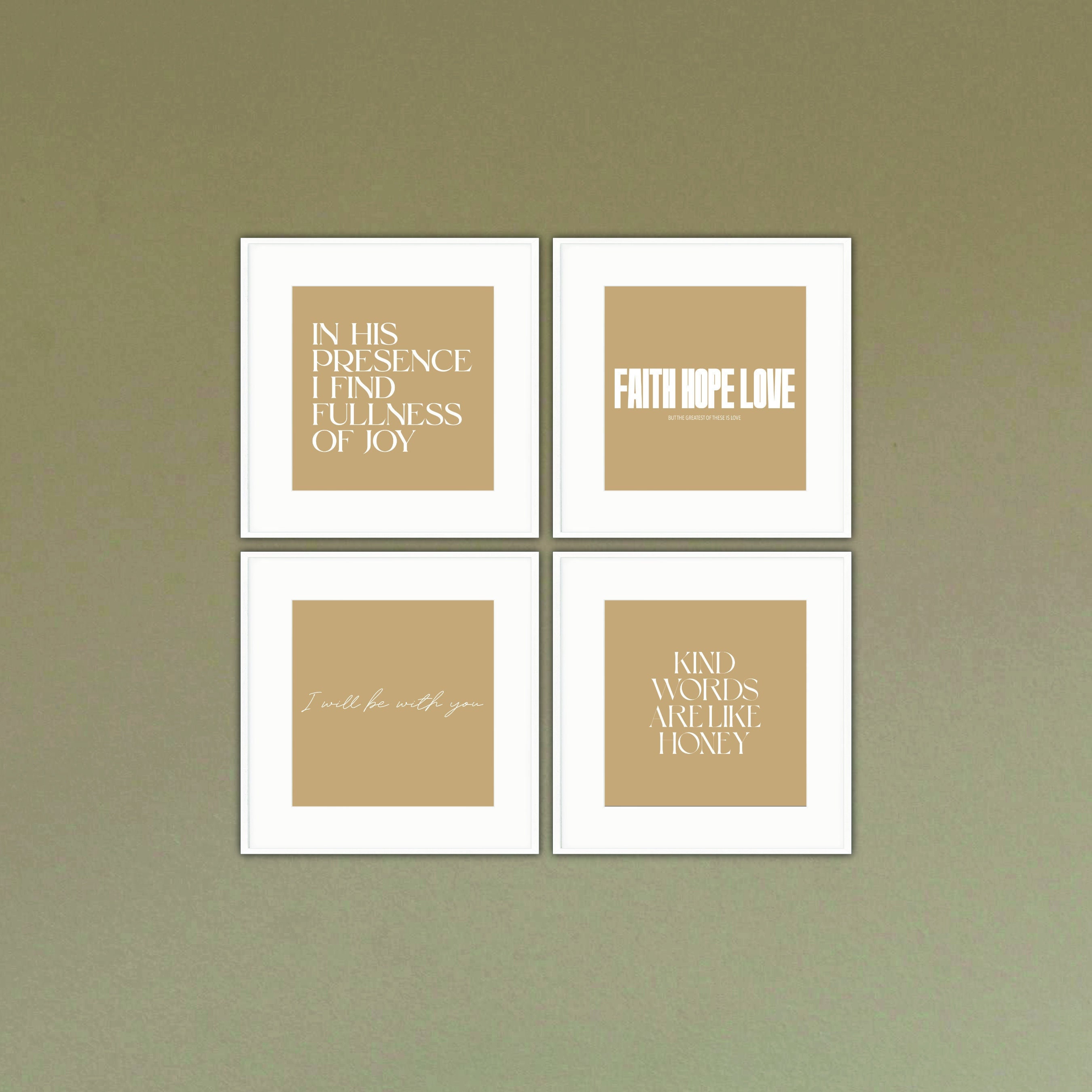 Christian Wall Art Set of 4 Square, Inspiring Bible Verses, Encouraging ...