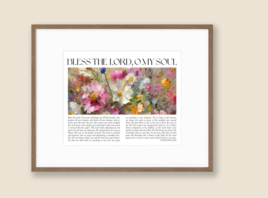 Bless the Lord, Psalm 103 Digital Print, Christian Modern Art, Vintage ...