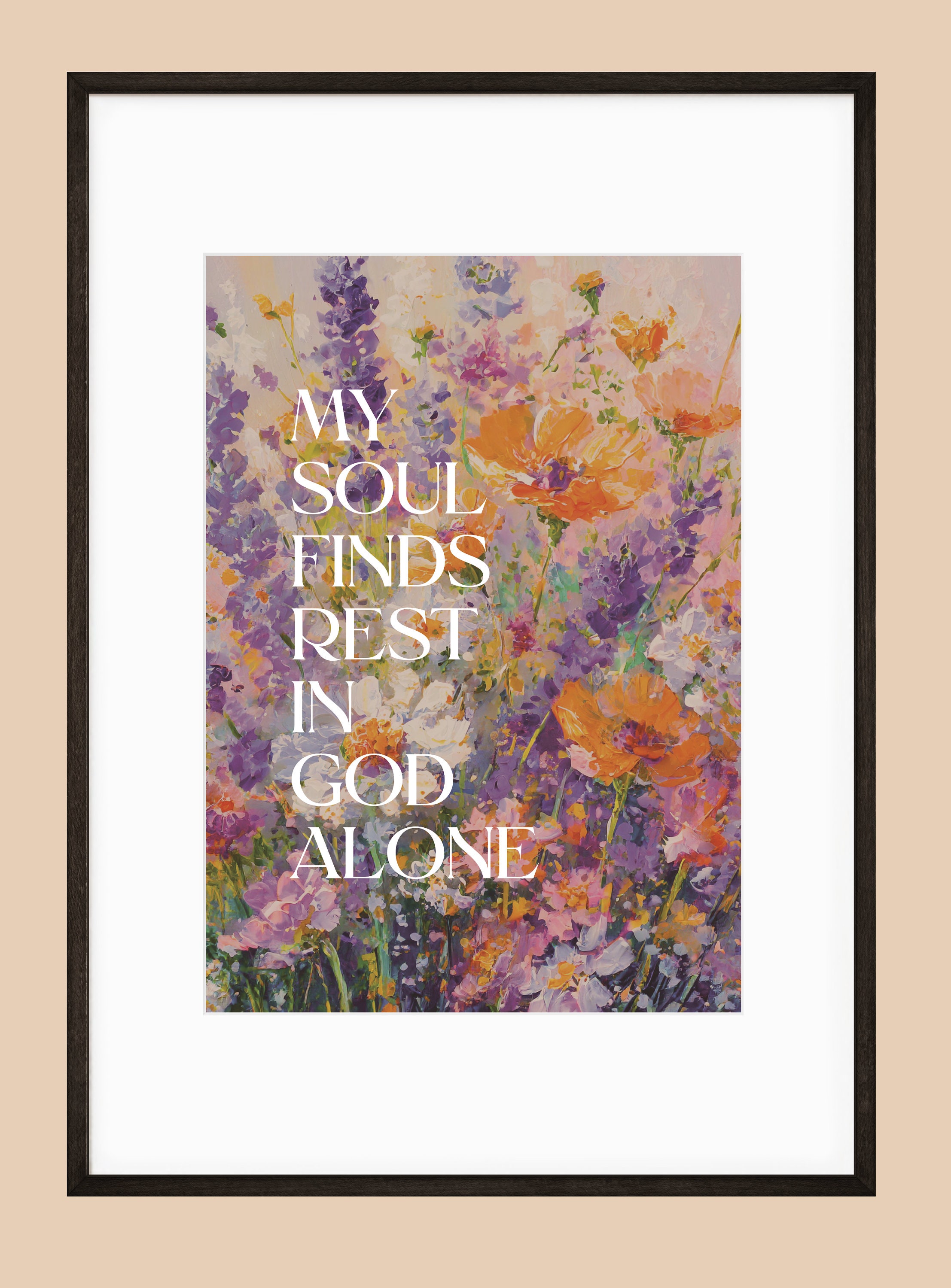 Rest in the Lord Encouraging Digital Print, Wildflower Art Painting ...