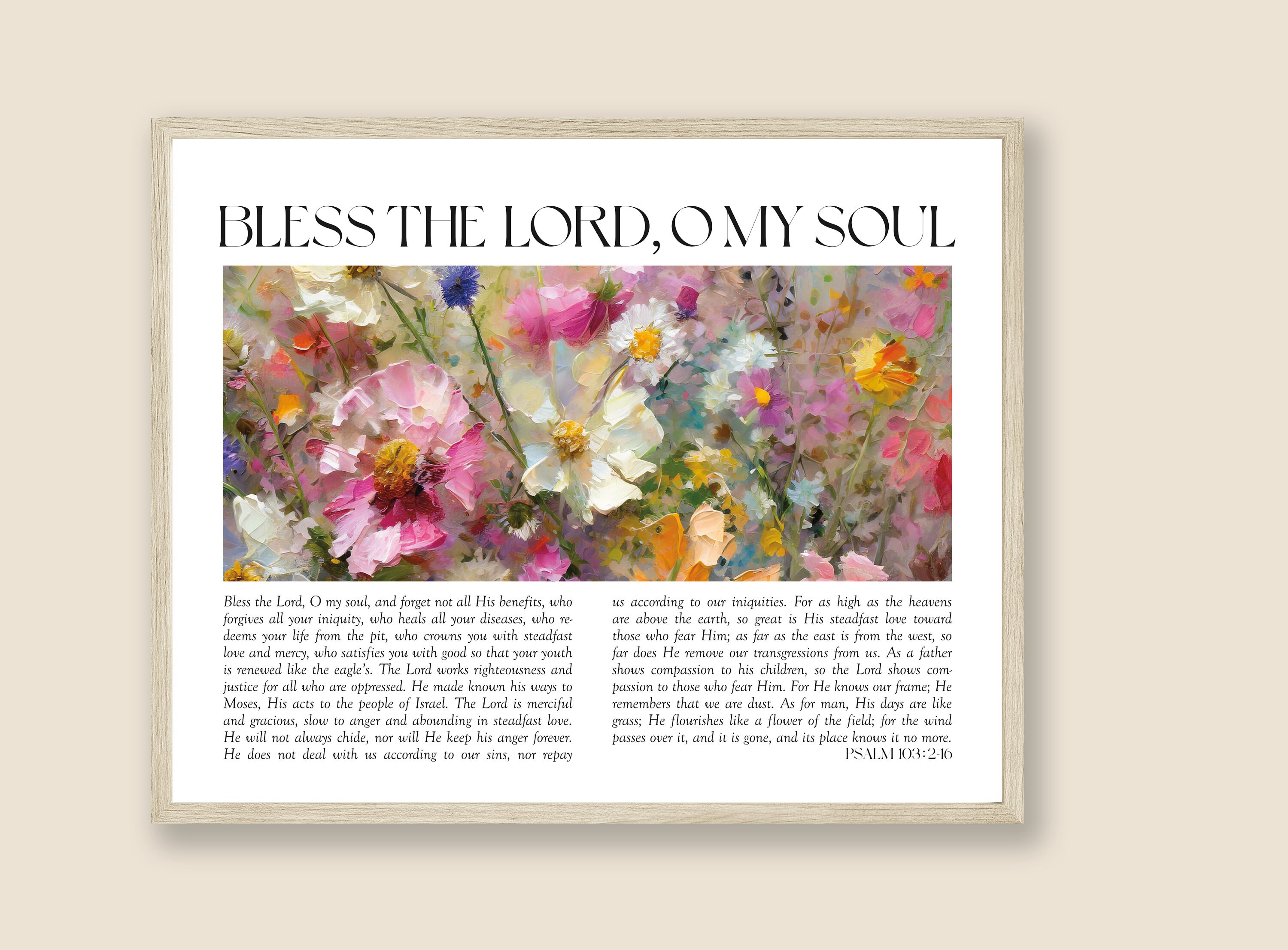 Bless the Lord, Psalm 103 Digital Print, Christian Modern Art, Vintage ...