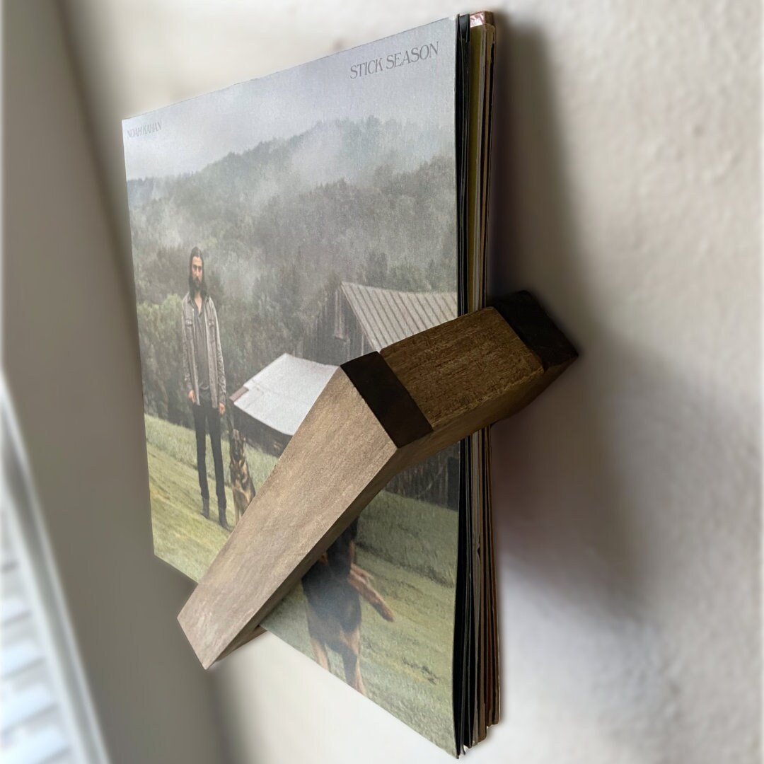 Set of 2 Handmade Wall Mounted Wooden Vinyl Record Display Floating ...